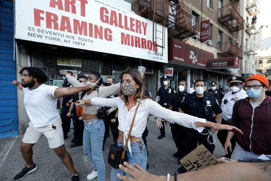 Peaceful Protesters Lock Arms Surround Police Editorial Stock Photo ...