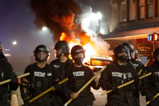 Boston Police Riot Gear Stand Front Editorial Stock Photo - Stock Image ...