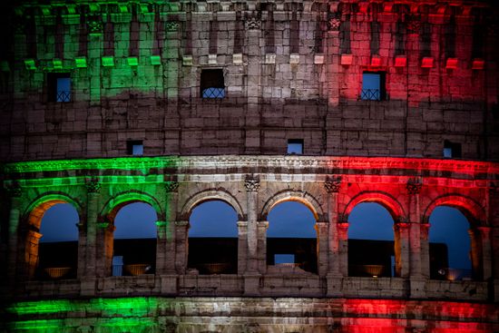 Colosseum Illuminated Colors Italian Flag Will Editorial Stock Photo ...