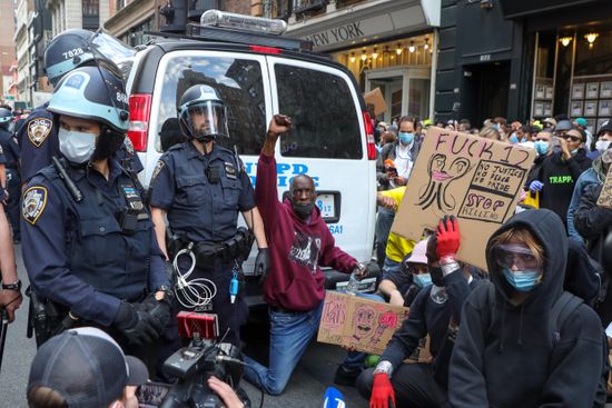 Police Officers Kneeling Beside Black Man Editorial Stock Photo - Stock ...