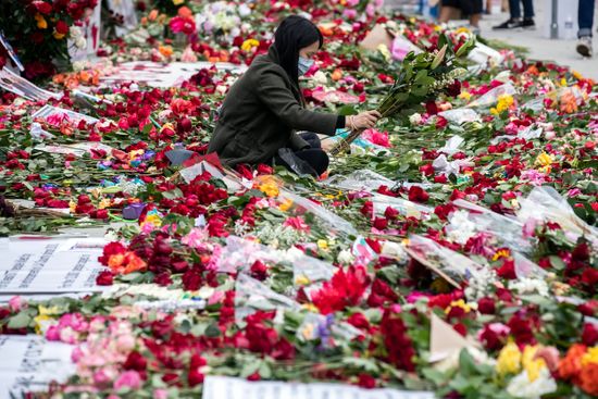 Protester Displays Flowers Thousands Roses Laid Editorial Stock Photo ...