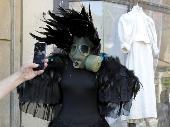 Person Takes Photos Effigy Gas Mask Editorial Stock Photo - Stock Image ...
