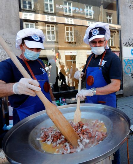 Two Local Chefs Cook Food On Editorial Stock Photo - Stock Image ...
