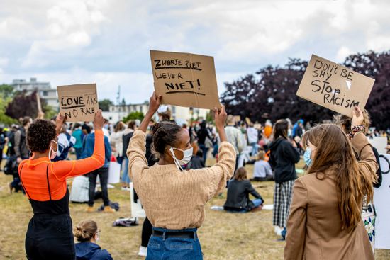 Protesters Wear Face Masks Hold Placards Editorial Stock Photo - Stock ...