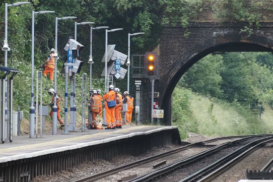 Erith Train Station Maintenance During Lockdown Editorial Stock Photo ...