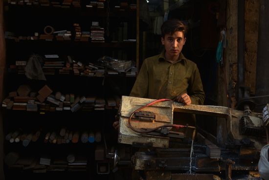 Pakistani Young Laborer Busy Their Workplace Editorial Stock Photo ...