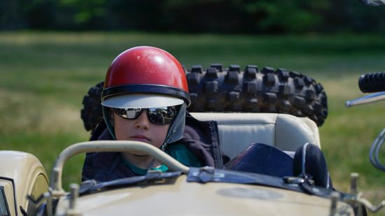 Boy Sits Sidecar Vintage Motorcycle During Editorial Stock Photo ...