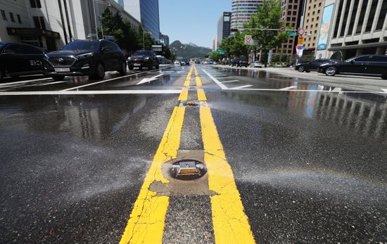 Water Sprays Clean Road System Set Editorial Stock Photo - Stock Image ...