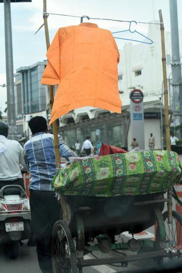 Hawker Seen Displaying Clothes On Cycle Editorial Stock Photo - Stock ...