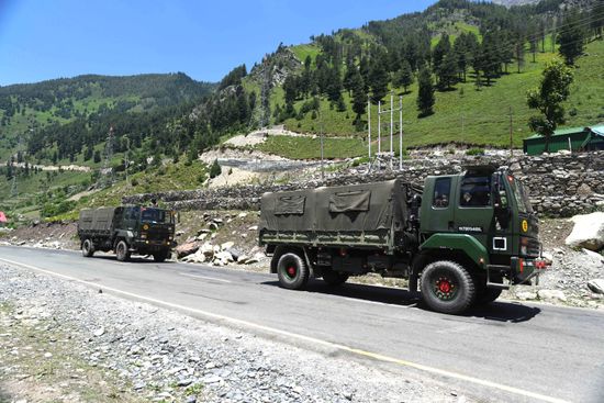 Indian Army Trucks Tavel Along Highway Editorial Stock Photo - Stock ...