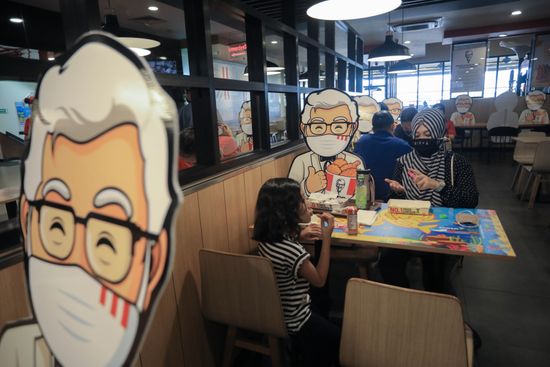 Customers Sit Next Colonel Sanders Characters Editorial Stock Photo ...