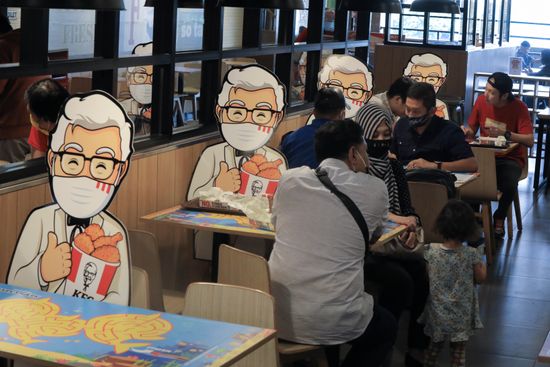 Customers Sit Next Colonel Sanders Characters Editorial Stock Photo ...