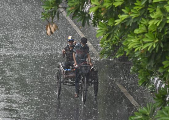 Two Boys Get Drenched Rain While Editorial Stock Photo - Stock Image ...