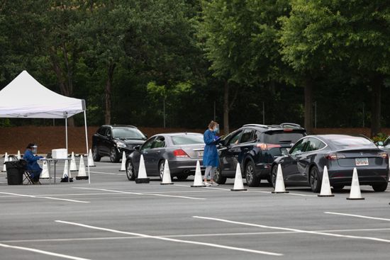 People Wait Long Line Drive Thru Editorial Stock Photo - Stock Image ...