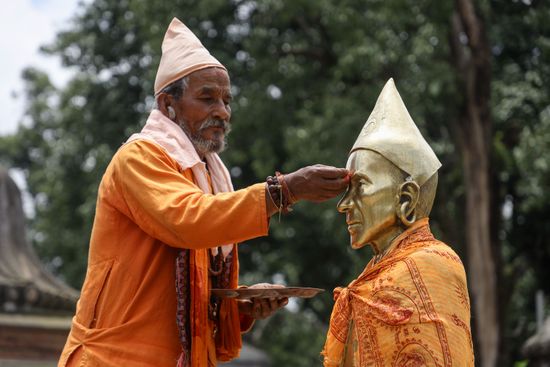 Yogi Putting Tika Worshipping Statue Late Editorial Stock Photo - Stock ...