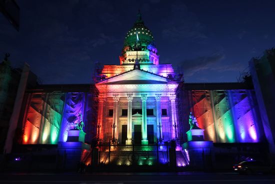 National Congress Building Illuminated Colors Rainbow Editorial Stock ...