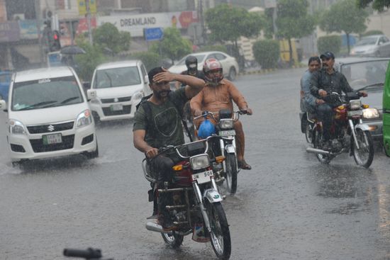 Pakistani Motorists Vehicles Drive Through Heavy Editorial Stock Photo ...
