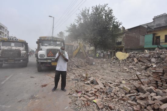 Man Stands Amid Rubble Homes Razed Editorial Stock Photo - Stock Image ...