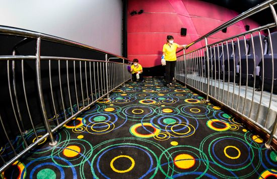 Staff Members Disinfect Handrails Movie Theater Editorial Stock Photo ...