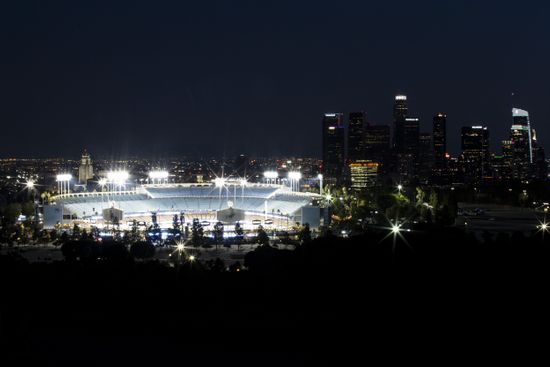 Supporter Empty Dodger Stadium Illuminated During Editorial Stock Photo ...