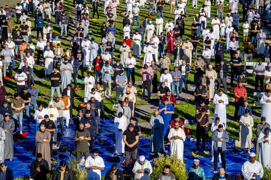 Prayer Sacrificial Feast Outside Essalam Mosque Editorial Stock Photo ...