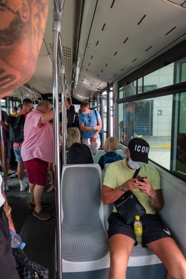 Jet2 Passengers On Shuttle Bus Ibiza Editorial Stock Photo - Stock ...