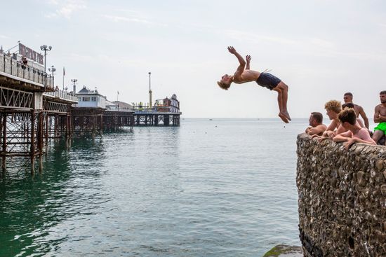 Kids Can Be Seen Jumping Pontoon Editorial Stock Photo - Stock Image ...