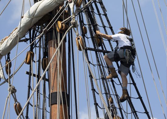 Crew Member Climbs Rigging Mayflower Ii Editorial Stock Photo - Stock ...