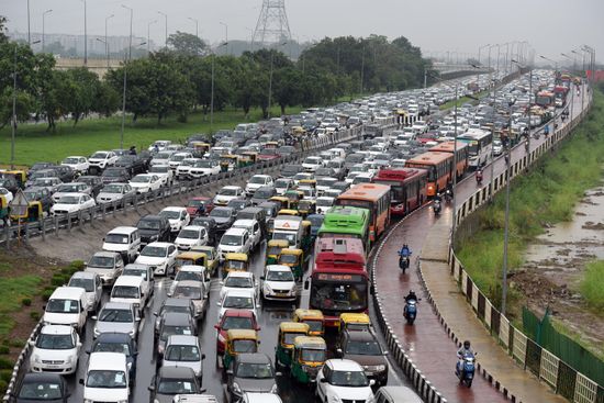 Traffic Snarl Nizamuddin Bridge Due Heavy Editorial Stock Photo - Stock ...