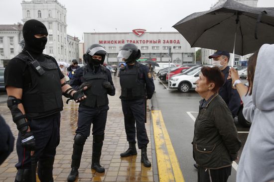 Belarus Riot Policemen Omon Stand Front Editorial Stock Photo - Stock ...