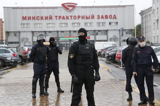 Belarus Riot Policemen Omon Stand Front Editorial Stock Photo - Stock ...
