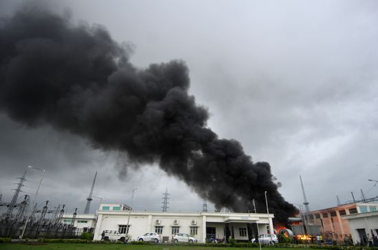 Smoke Rising Power Substation After Massive Editorial Stock Photo ...