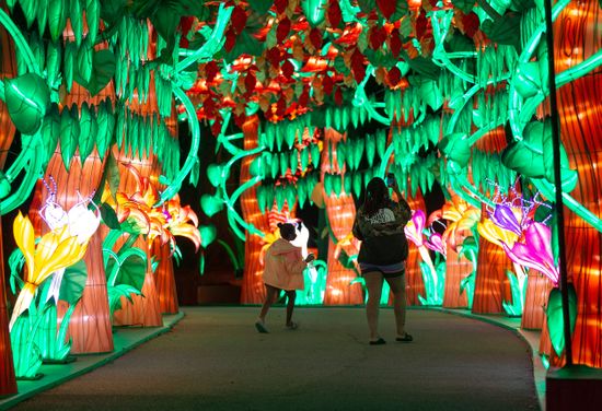 Visitors Walk Through Exhibit Boston Lights Editorial Stock Photo ...