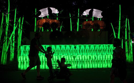 Visitors Walk Through Exhibit Boston Lights Editorial Stock Photo ...