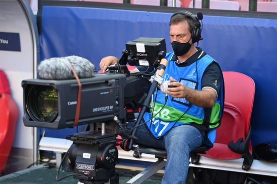 Camera Operator Works Inside Stadium Whilst Editorial Stock Photo ...