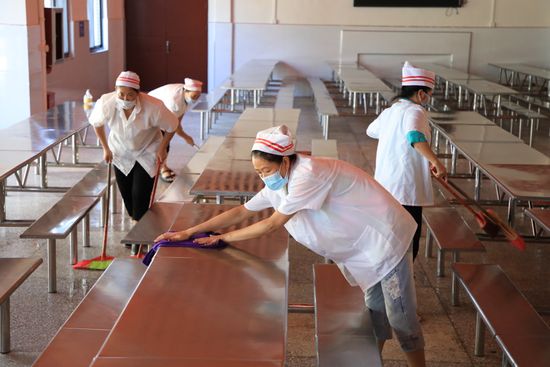 Staff Members Clean Dining Hall Primary Editorial Stock Photo - Stock ...
