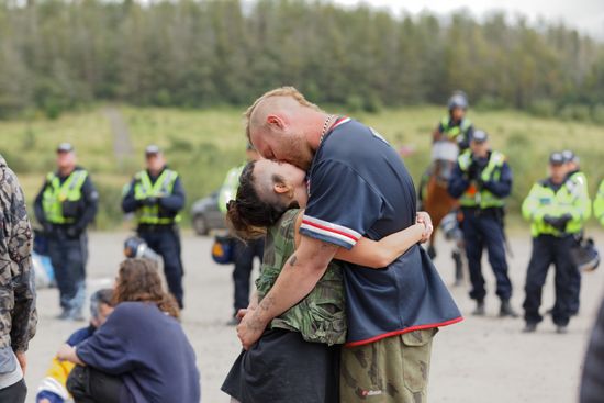 Young Couple Embrace Kiss Front Police Editorial Stock Photo - Stock ...
