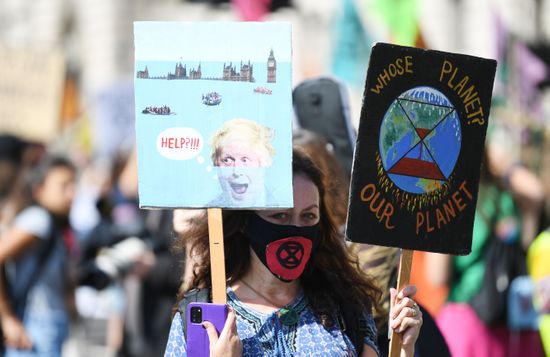 Participant Holds Placards Climate Change Protest Editorial Stock Photo ...