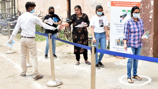 Students Entering Examination Centre Precautions Amid Editorial Stock ...