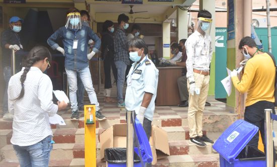 Students Entering Examination Centre Precautions Amid Editorial Stock ...