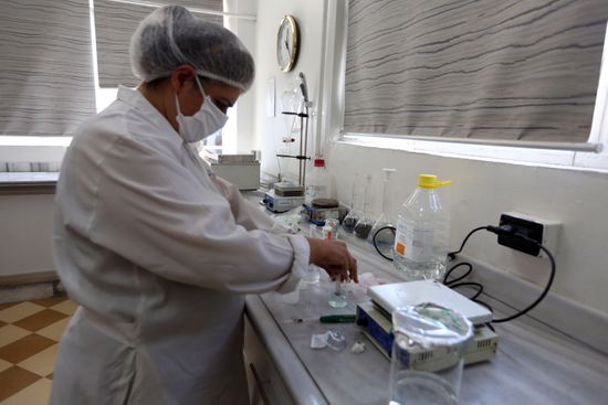 Laboratory Technician Works Laboratory Syrian Tamico Editorial Stock ...