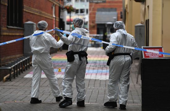 Forensics Gather Evidence Inside Cordon Near Editorial Stock Photo ...