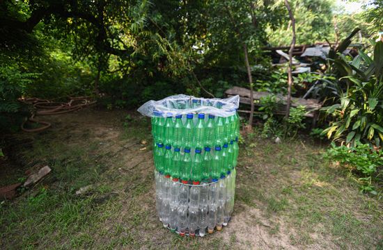 Dustbin Made Plastic Bottles Seen Nursery Editorial Stock Photo - Stock ...