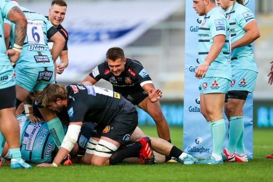 Henry Slade Exeter Chiefs Celebrates Luke Editorial Stock Photo - Stock ...