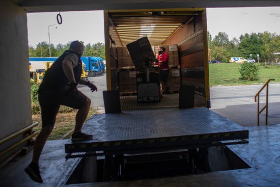 Staff Unload Boxes Respirators Truck Depot Editorial Stock Photo ...