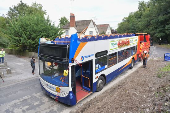 Bus Being Removed By Heavy Removal Editorial Stock Photo - Stock Image ...