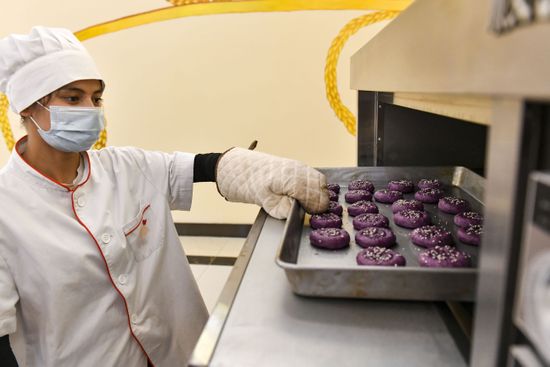 Worker Makes Purple Yamflavored Nang Flatbread Editorial Stock Photo ...