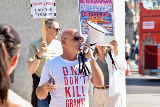 Protester Speaks Through Megaphone Parliament Square Editorial Stock ...