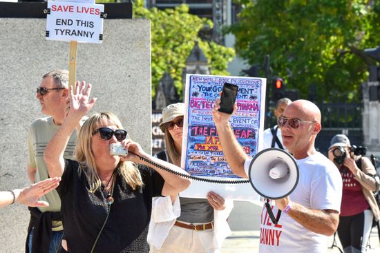 Protester Speaks Through Megaphone Parliament Square Editorial Stock ...