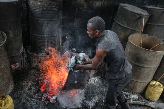 Worker Seen Putting Off Fire After Editorial Stock Photo - Stock Image ...